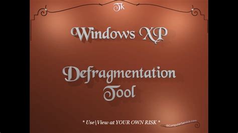 Windows Xp Defragmentation Tool Defrag Exe Youtube