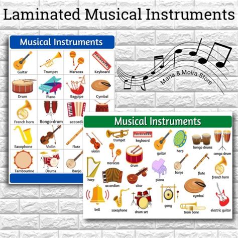 ☸ Laminated Musical Instruments Chart A4 Size Educational Wall Chart