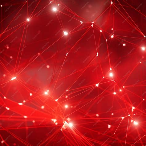 Premium Ai Image Red Technological Background With Dots And Lines