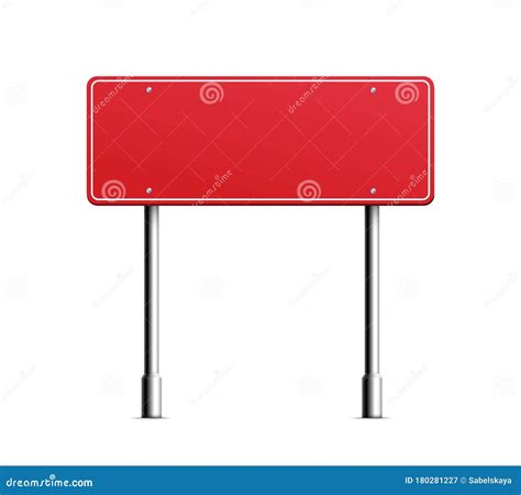 Red Rectangle Road Sign With Blank Copy Space For Danger Warning Stock