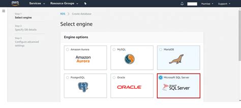 AWS RDS SQL Server Launching A New Database Instance