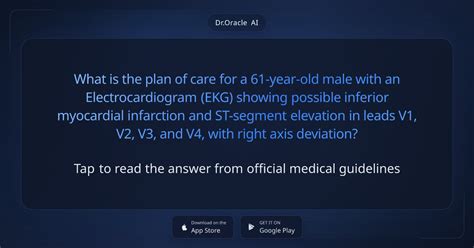 What Is The Plan Of Care For A 61 Year Old Male With An Electrocardiogram Ekg Showing Possible