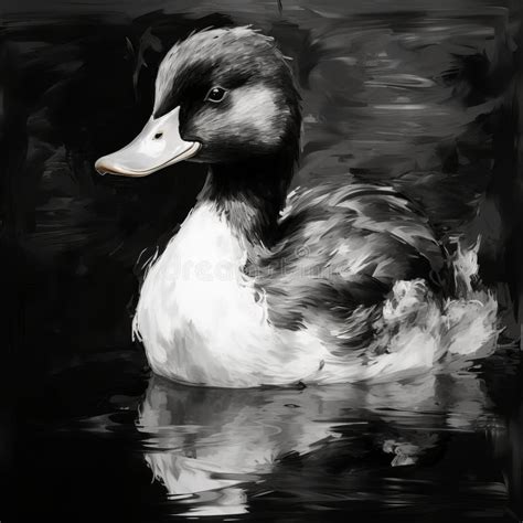 минималистская черно белая утка гиперреалистический новатор в абстрактном реализме Иллюстрация