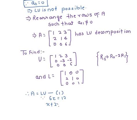solved lu decomposition is not possible for a why use appropriate permutation matrix p to