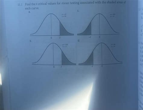 11 1 Find The T Critical Values For Mean Testing Chegg Com
