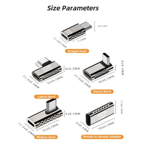 HdoorLink 100W USB C Adapter Zinc Alloy Type C Male To Female 20Gbps Extender USB3 2 Data