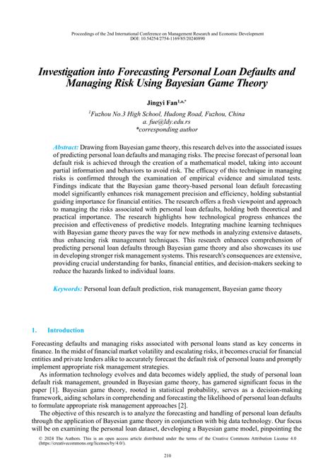 Pdf Investigation Into Forecasting Personal Loan Defaults And
