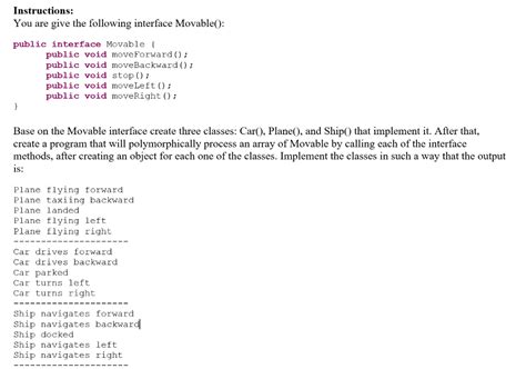 Solved Instructions You Are Give The Following Interface