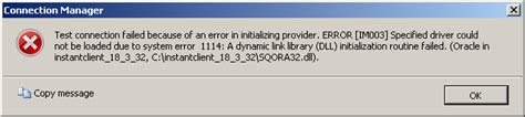 Ssis Oracle ODBC Connection Failure Using Oracle S Stock ODBC Drivers Database