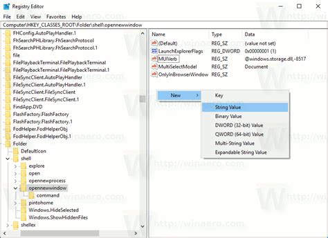 Remove Open In New Window Context Menu In Windows 10