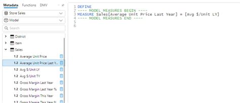 Define Measure DAX Studio