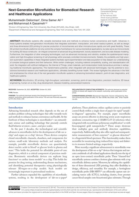 Pdf Next Generation Microfluidics For Biomedical Research And Healthcare Applications