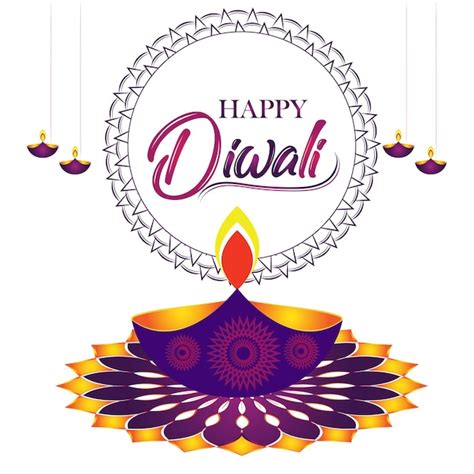 디왈리 축제 인도 휴일과 행복한 디파발리 벡터 이미지와 힌디어 서예 프리미엄 벡터