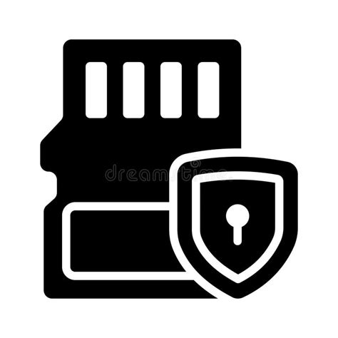 Locked Memory Card With Shield Sd Card Security Data Security Secure Information Stock Vector