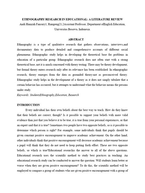 Paper Ethnography Pdf Methodology Ethnography