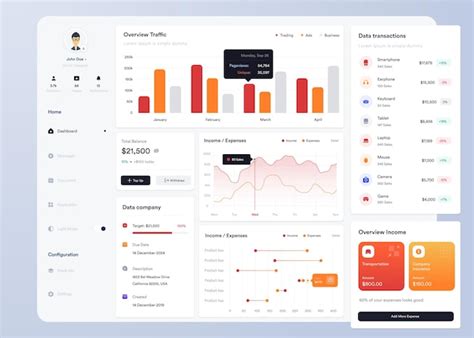 Premium Vector Ui Ux Infographic Dashboard Ui Design With Graphs Charts And Diagrams Web