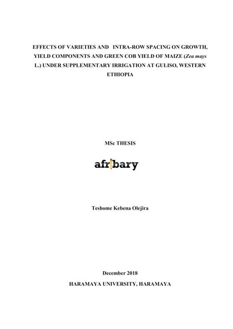 Effects Of Varieties And Intra Row Spacing On Growth Yield Components And Green Cob Yield Of
