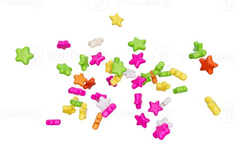 Chispitas De Colores En Forma De Pastel De Estrellas Ilustración 3d 46825507 Png