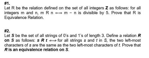 solved 1 let r be the relation defined on the set of all