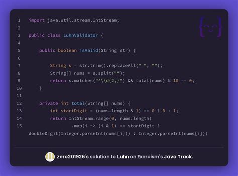 Zero201926s Solution For Luhn In Java On Exercism
