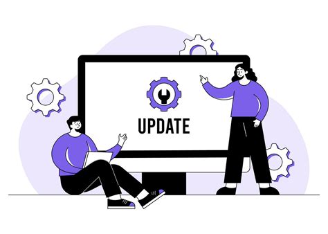 Computer With Software Update Screen Flat Vector Illustration System