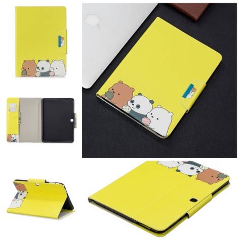 삼성 갤럭시 탭 4 101 T530 페인트 패턴 수평 플립 가죽 케이스 홀더 및 카드 슬롯 및 지갑 곰 가족
