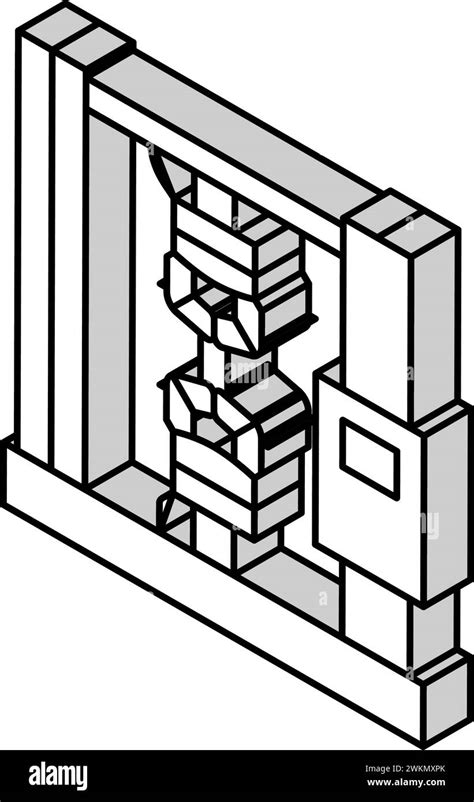 Tensile Testing Materials Engineering Isometric Icon Vector