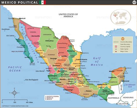 Political Map Of Mexico States Capitals And Major Cities