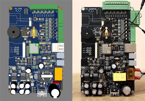 3d Model Vs Assembled Board 2 Layer Pcb All Components On One Side