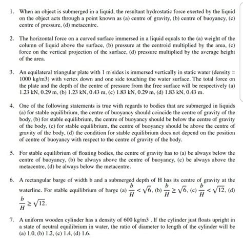 solved 1 when an object is submerged in a liquid the