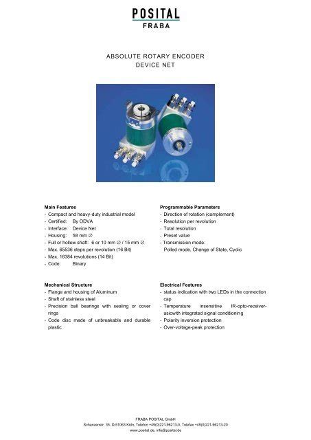 Absolute Rotary Encoder Device Net