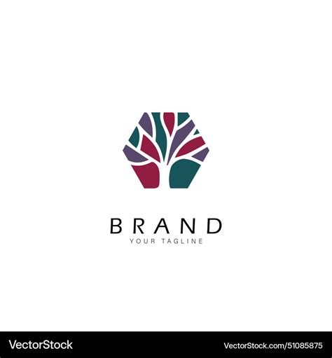 Tree Hexagon Logo Symbol Flat Style Royalty Free Vector