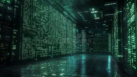 Abstract Data Stream Tunnel With Green Binary Code Stock Illustration Illustration Of Virtual