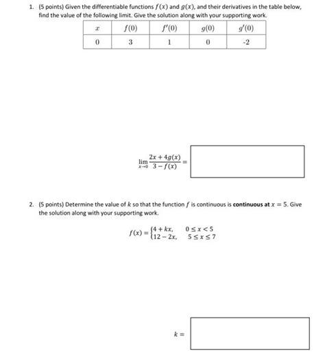 Solved Points Given The Differentiable Functions F X Chegg