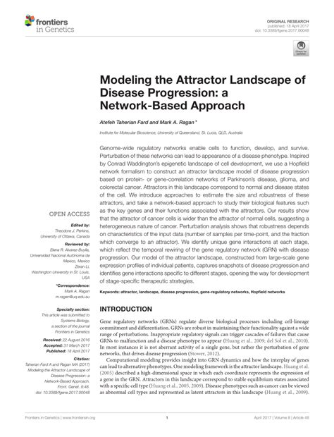 Pdf Modeling The Attractor Landscape Of Disease Progression A Network Based Approach