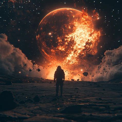 Moon Collision Premium Ai Generated Image