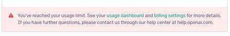 Reached Usage Limit Api Openai Developer Forum