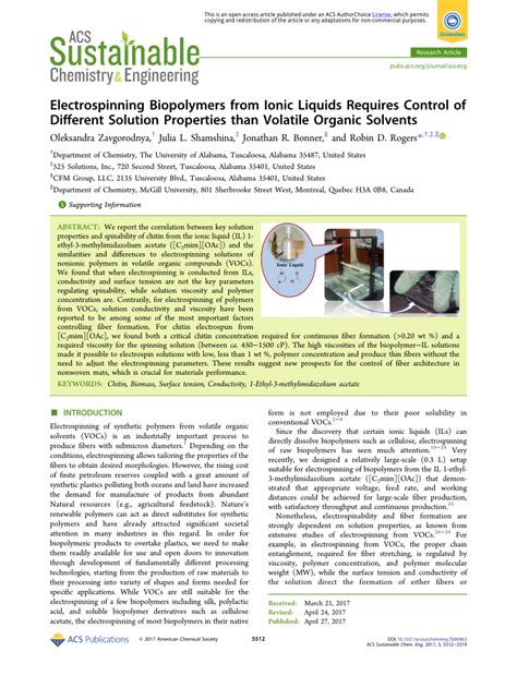Pdf Electrospinning Biopolymers From Ionic Liquids Requires Control Of Different Solution