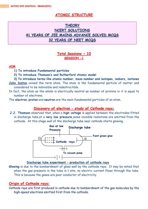 SOLUTION Atomic Structure Full Notes With Example Solution Studypool