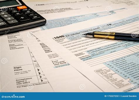 Us Individual Income Tax Return Background Editorial Photography