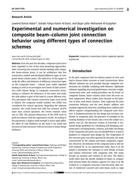 Pdf Experimental And Numerical Investigation On Composite Beam Column Joint Connection