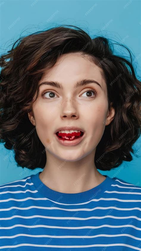 Gum Inflammation Closeup Of A Young Woman Showing Bleeding Gums