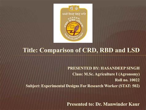 Comparison Of Crd Rbd And Lsd Pptx
