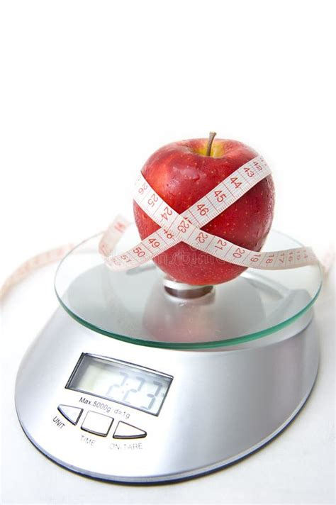 Apple And Tape Measure On A Scale Stock Image Image Of Tape Organic