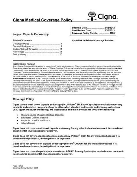 Cigna Medical Coverage Policy