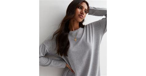 Tall Pale Grey Fine Knit Long Sleeve Top New Look