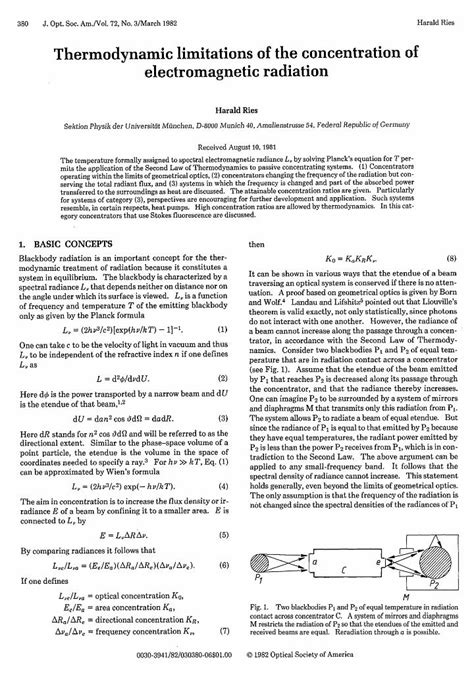 Pdf Thermodynamic Limitations Of The Concentration Of Electromagnetic