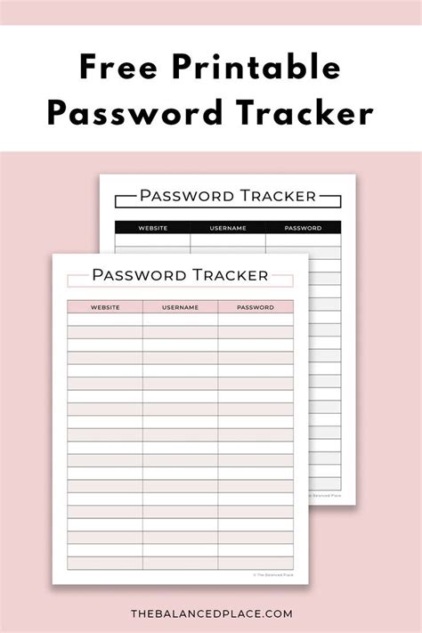 Printable Password Tracker Artofit