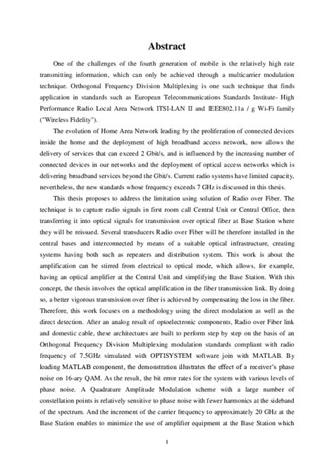 Pdf Performance Investigation Of Ofdm Technology For Radio Over Fiber Systems