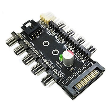Buy Chassis Fan Hub Cpu Cooling Hub 10 Port 12V 3Pin 4 Pin Fan Pwm Fan Hub Controller Power From